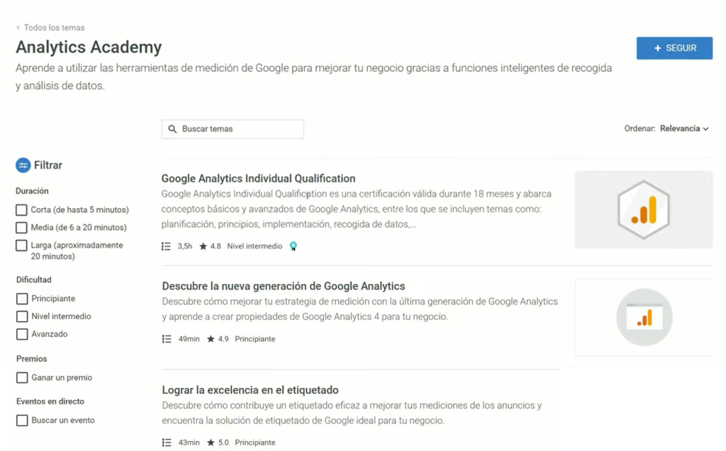 Examen de certificación de Google Analytics